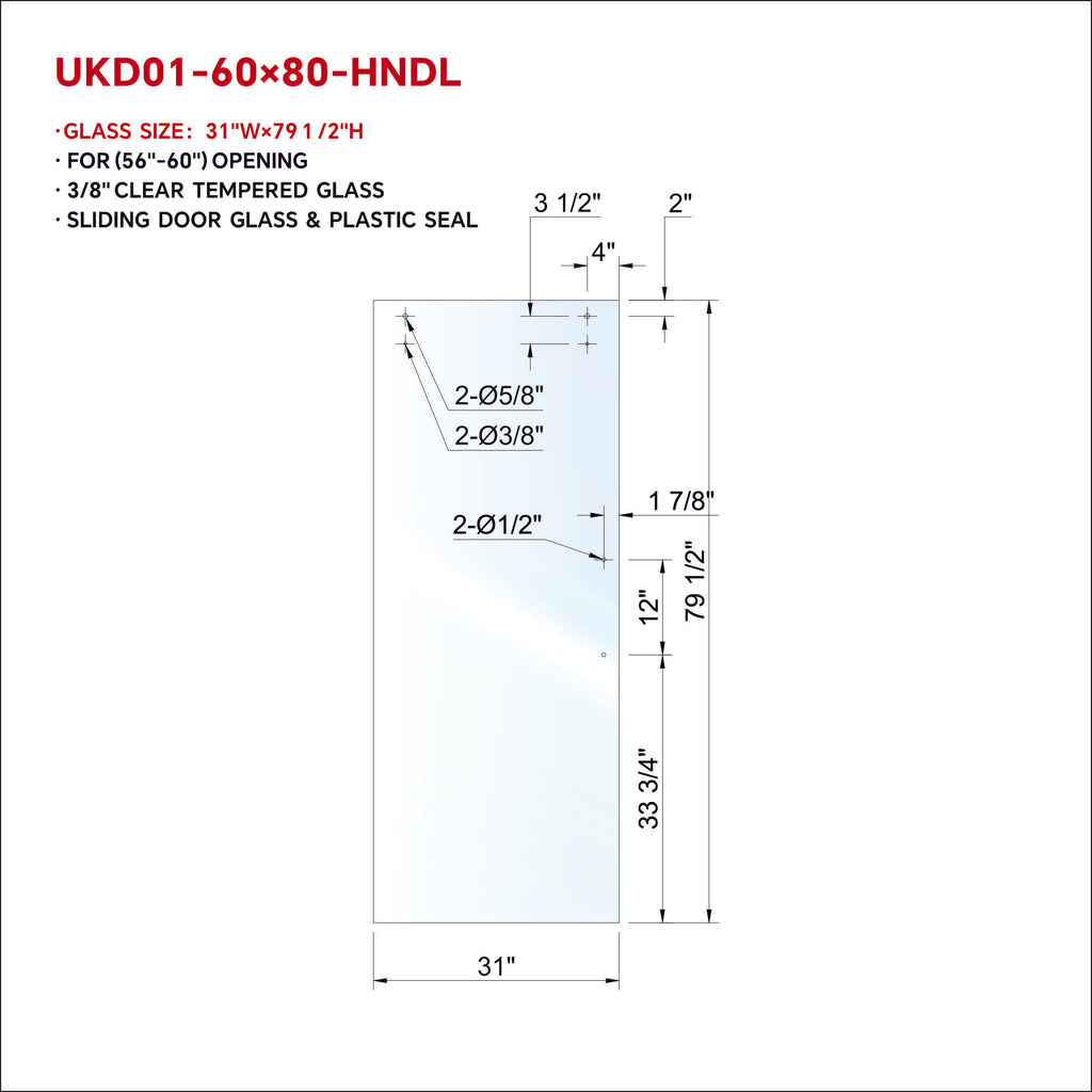 UKD01 SLIDING DOOR GLASS W/ 12' HANDLE OPENING WITH ENDURO SHIELD COAT ...