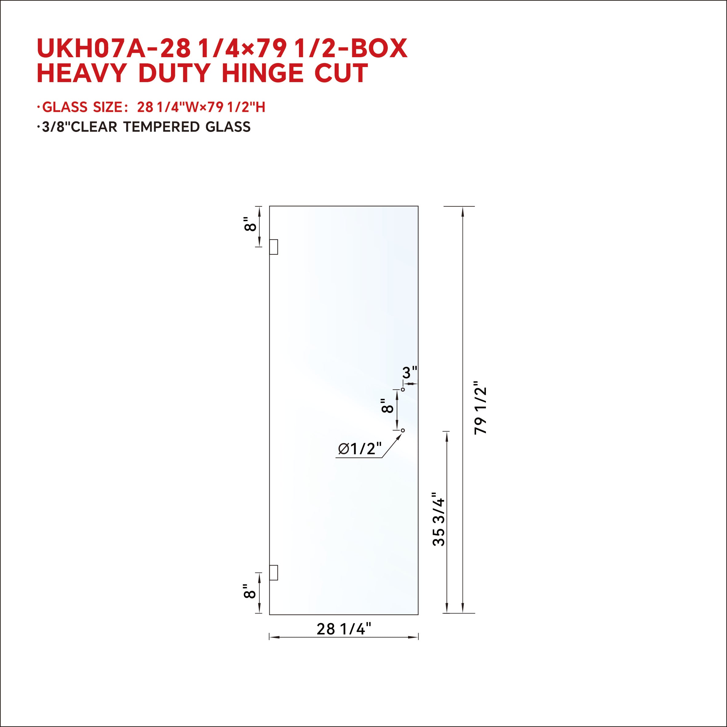 SWING DOOR GLASS - DOOR W/ HEAVY DUTY HINGE CUT (W/BOX) WITH ENDURO SH ...