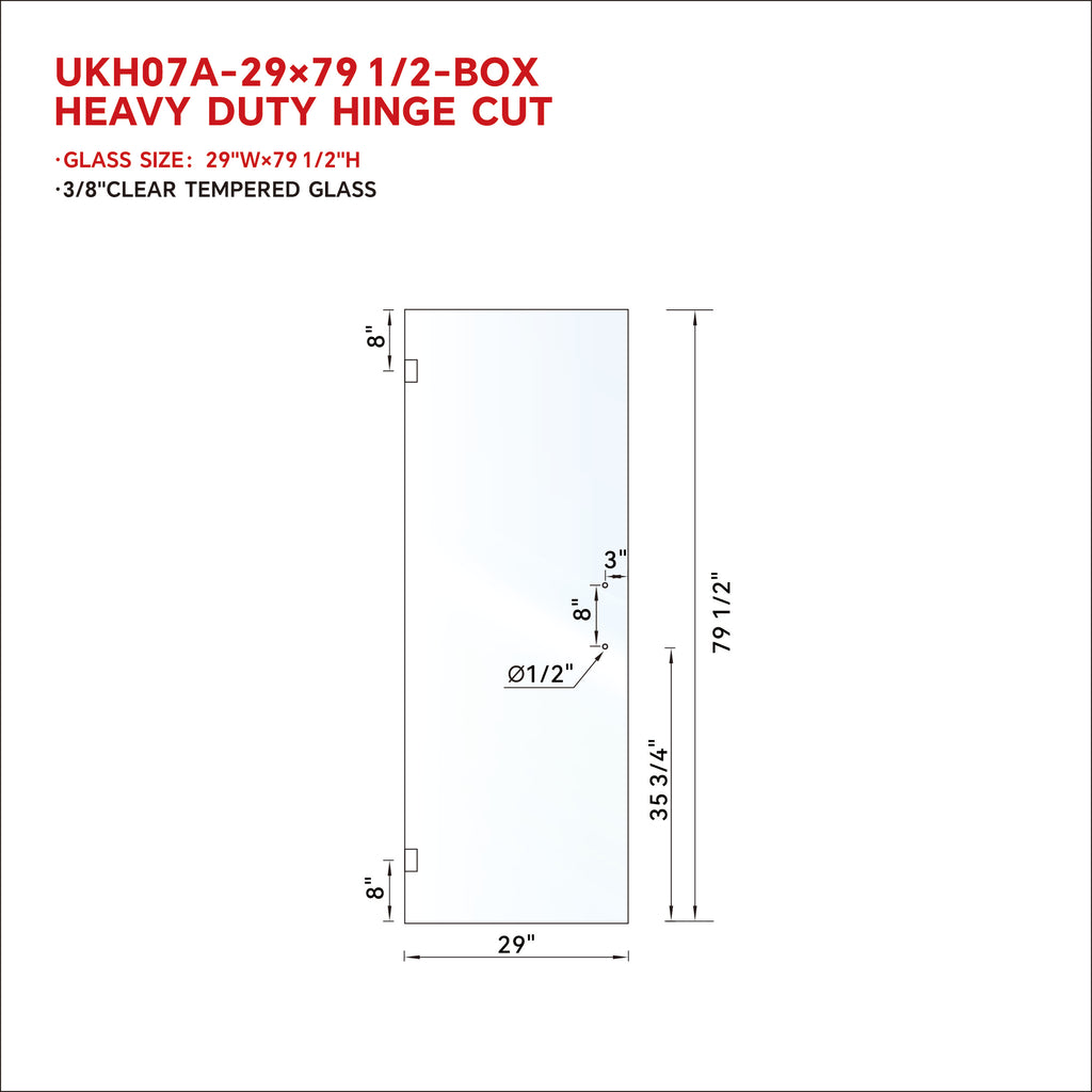 SWING DOOR GLASS - DOOR W/ HEAVY DUTY HINGE CUT (W/BOX) WITH ENDURO SH ...